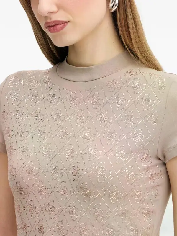 Guess 4g Logo Crystal Embellished Short Sleeve T-shirt
