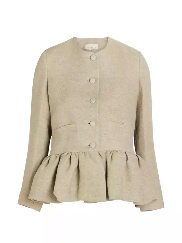 LIBEROWE Buttoned Ruffled-hem Jacket - Neutrals