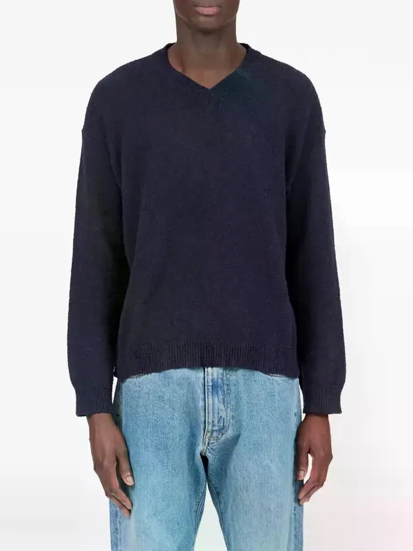 MAISON MARGIELA V-neck Stitched Sweater - Blue