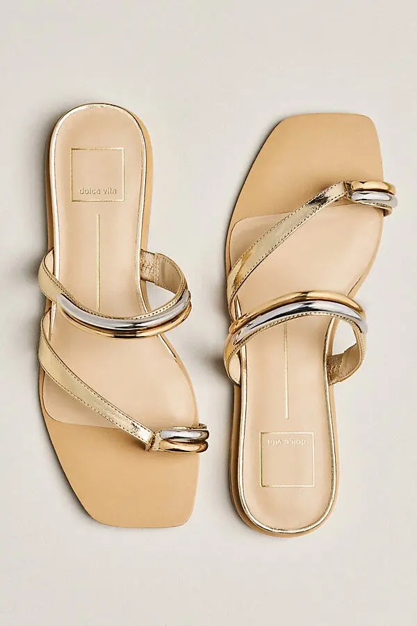 Dolce Vita Tara Toe Loop Sandals - Gold