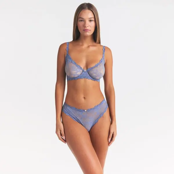 SKIMS Brief | Blue | | Stretch Lace - Slate