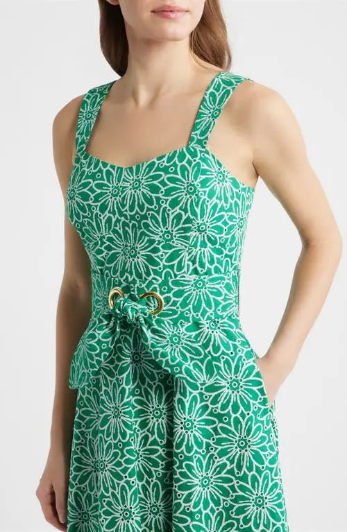 TAHARI ASL Floral Print Fit-and-flare Midi Dress With Belt
