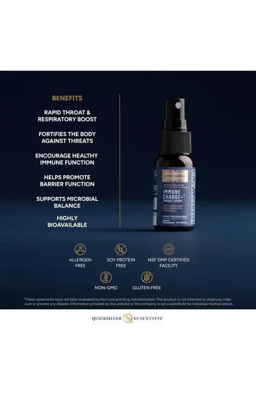 QUICKSILVER SCIENTIFIC Immune Charge Liposomal Zinc And Quercetin Throat Spray