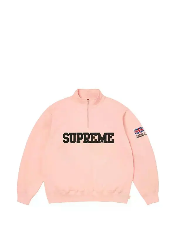 Supreme Flag-detail Half-zip Sweatshirt - Pink