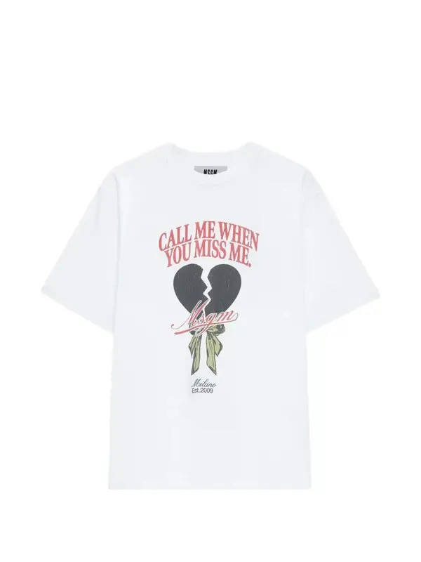 MSGM Broken Heart Graphic T-shirt - White