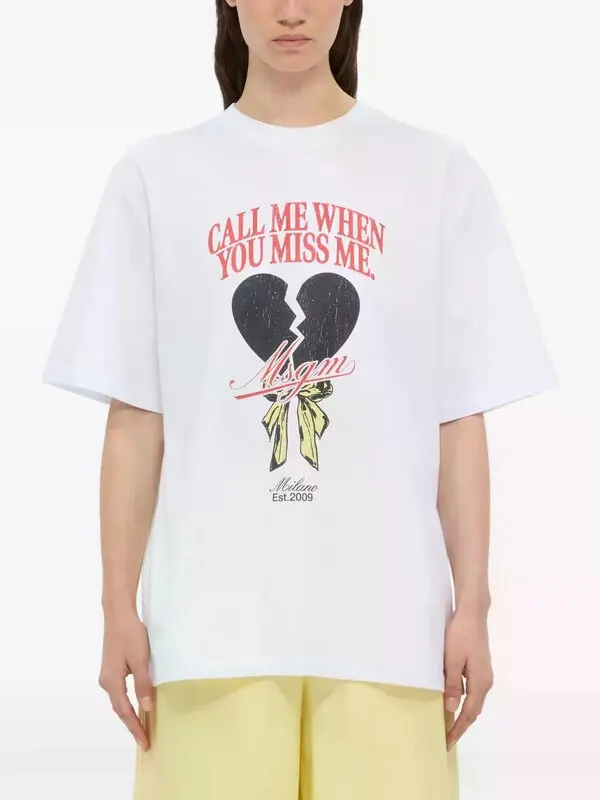 MSGM Broken Heart Graphic T-shirt