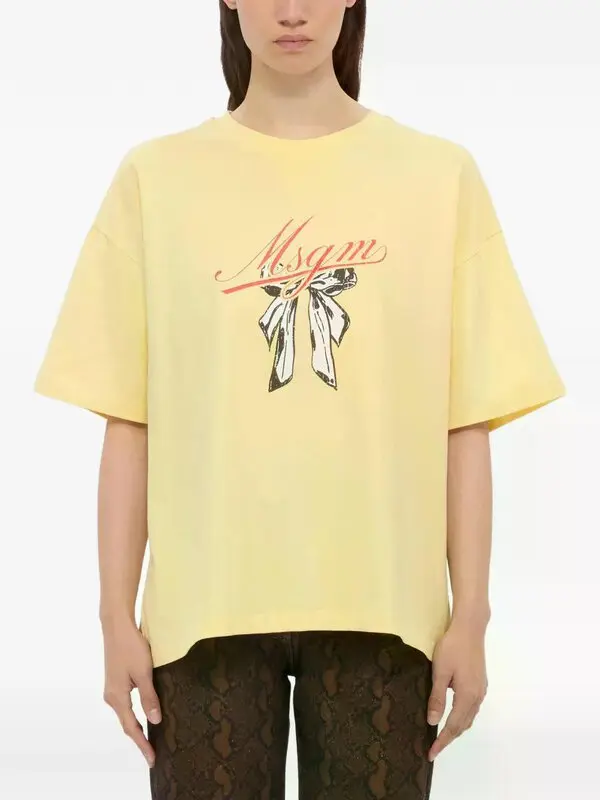 MSGM Bow-graphic Short-sleeve T-shirt