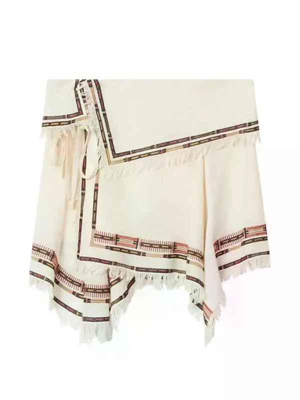Isabel Marant Feriel Embroidered Fringed Skirt - Neutrals
