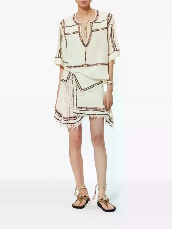 Isabel Marant Étoile Feriel Embroidered Wrap Skirt - Neutrals