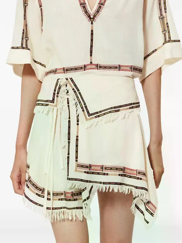 Isabel Marant Étoile Feriel Embroidered Wrap Skirt - Neutrals