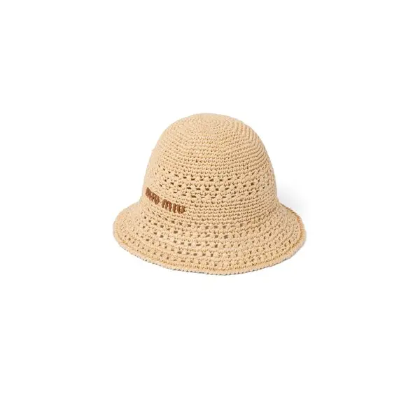 Miu Miu Woven Hat - Beige/cognac