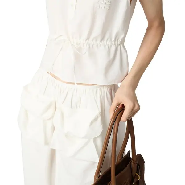 Miu Miu Slubbed Poplin Flared Skirt