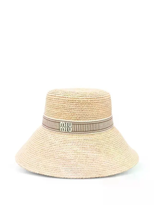 Miu Miu Ribbon Straw Hat - Neutrals