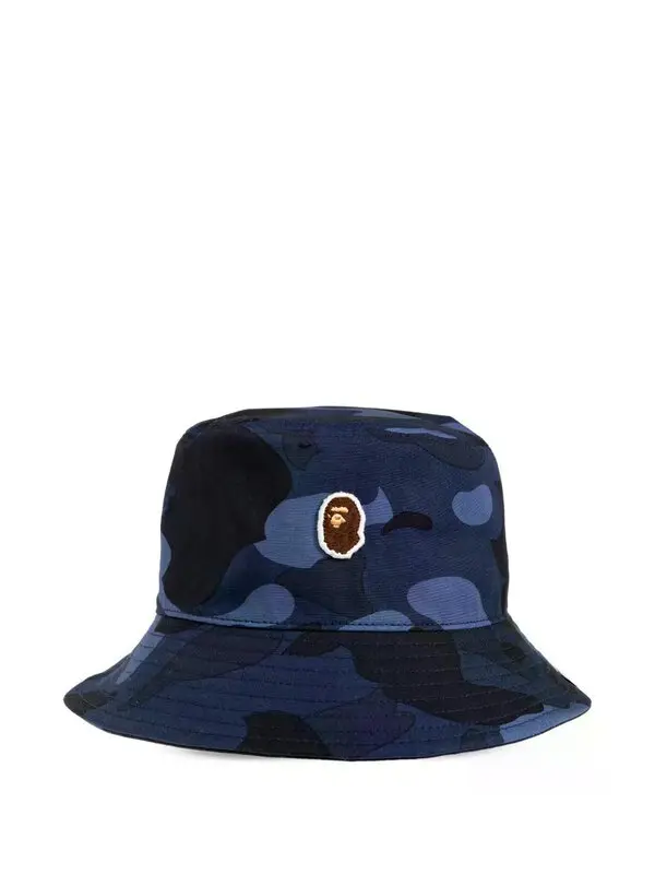 A BATHING APE Logo-patch Camouflage-print Bucket Hat - Blue