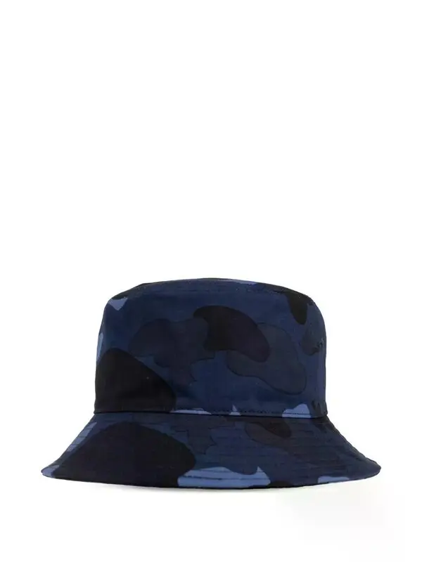 A BATHING APE Logo-patch Camouflage-print Bucket Hat - Blue