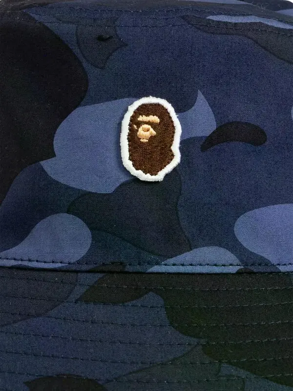 A BATHING APE Logo-patch Camouflage-print Bucket Hat - Blue
