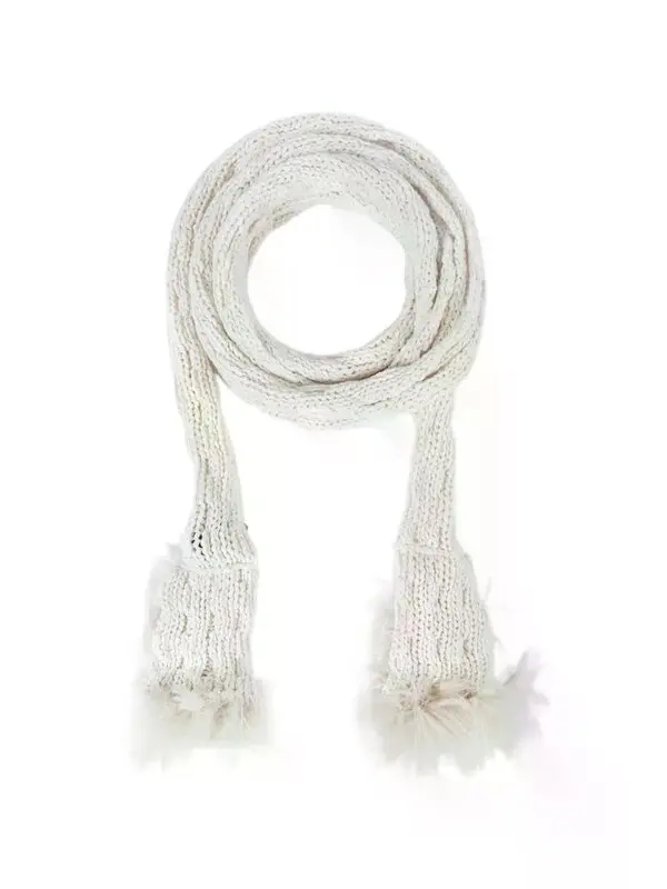 ANN DEMEULEMEESTER Rae Knitted Feather Scarf - Neutrals