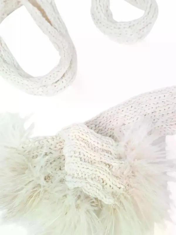 ANN DEMEULEMEESTER Rae Knitted Feather Scarf - Neutrals