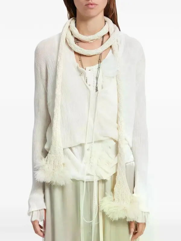 ANN DEMEULEMEESTER Rae Knitted Feather Scarf - Neutrals