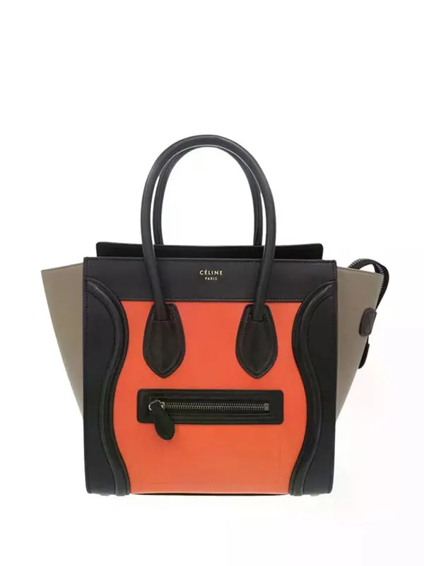 Celine 2010-2025 Micro Tricolor Leather Luggage Tote - Orange