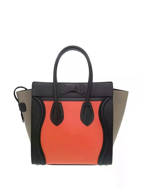 Celine 2010-2025 Micro Tricolor Leather Luggage Tote - Orange