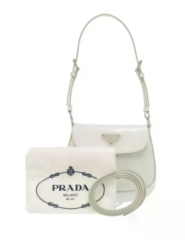 Prada Mini Brushed Leather Cleo Bag - White