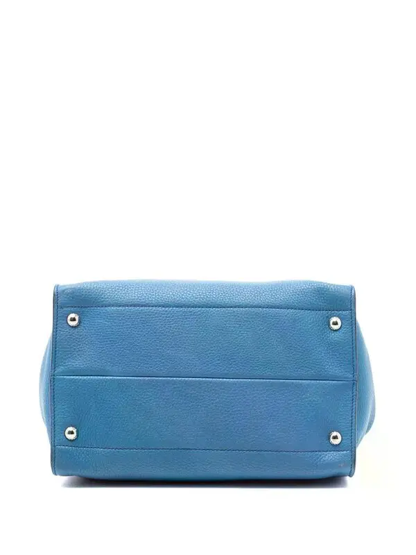 Prada 2000-2025 Vitello Daino Open Convertible Tote Satchel - Blue