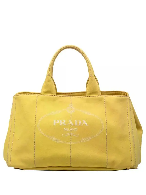 Prada Large Canapa Logo Satchel - Yellow