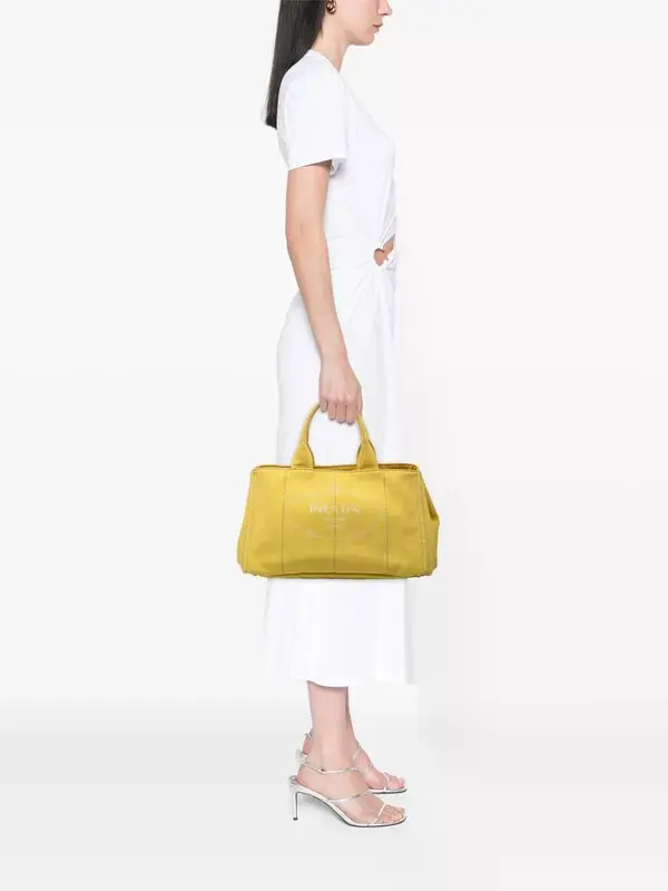 Prada Large Canapa Logo Satchel - Yellow