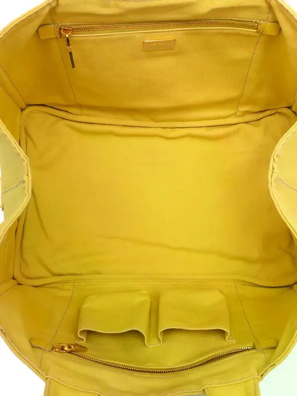 Prada Large Canapa Logo Satchel - Yellow