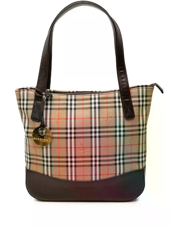 Burberry Haymarket Check Canvas Handbag - Neutrals