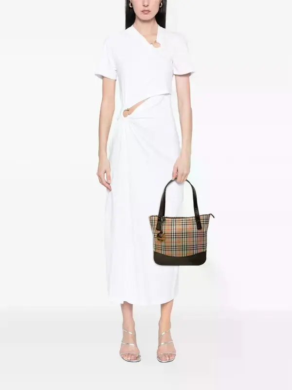 Burberry Haymarket Check Canvas Handbag - Neutrals