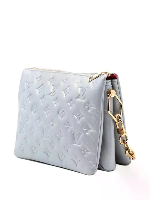 LOUIS VUITTON Monogram Embossed Lambskin Coussin Pm Satchel - Silver