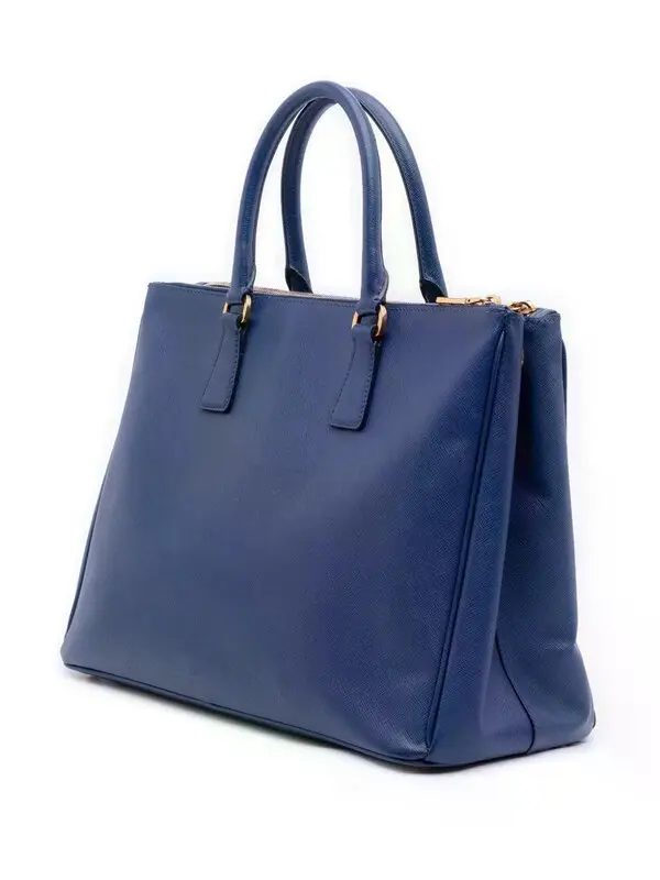 Prada Large Saffiano Lux Galleria Double Zip Satchel - Blue