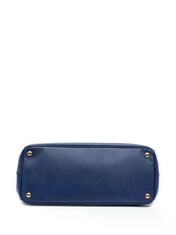 Prada Large Saffiano Lux Galleria Double Zip Satchel - Blue