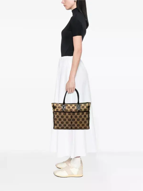 Loewe 2004 Anagram Canvas Repeat Tote Bag - Neutrals