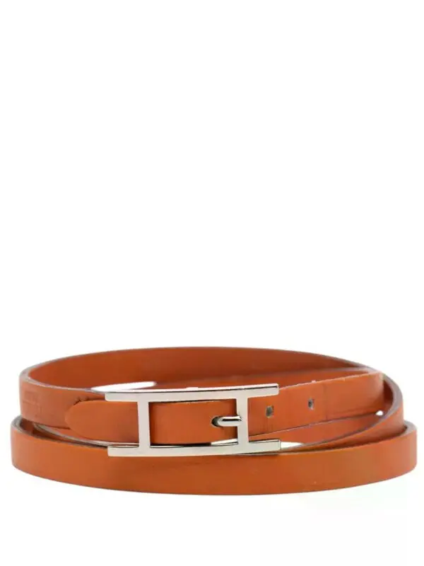 Hermès 2006 Leather Hapi 3 Bracelet - Orange