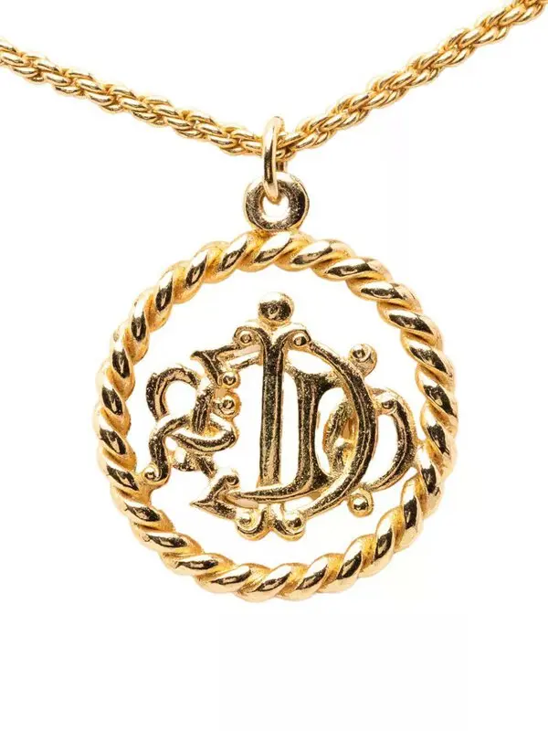 Dior Plated Logo Pendant Necklace - Gold