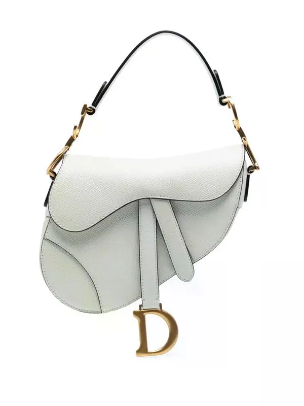 Dior 2020 Mini Grained Calfskin Saddle Satchel - White