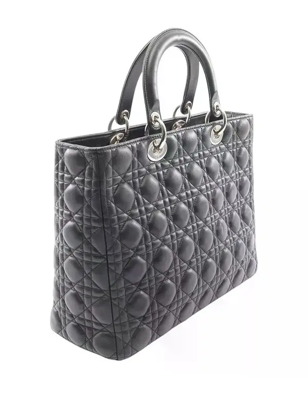 Dior 2010-2016 Large Lambskin Cannage Lady Satchel - Black