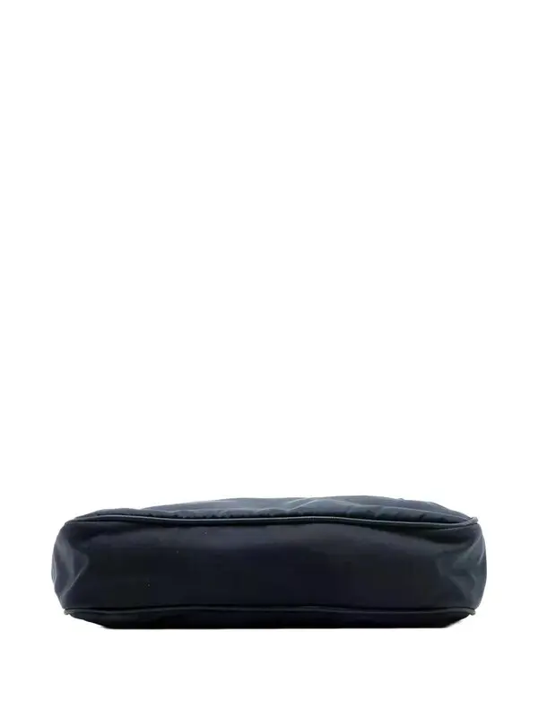 Prada Saffiano Trimmed Tessuto Zip Top Crossbody Bag - Blue