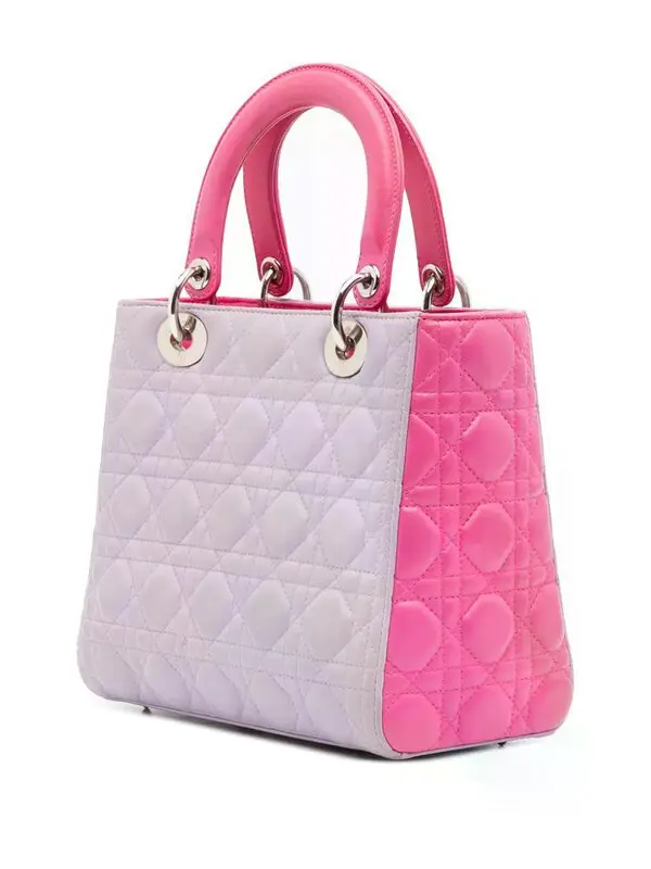 Dior 2012 Medium Bicolor Lambskin Cannage Lady Satchel - Purple
