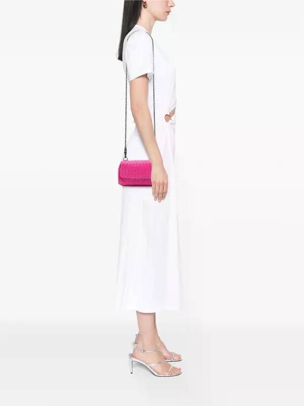 Bottega Veneta Mini Nappa Intrecciato Expandable Chain Flap Crossbody Bag - Pink