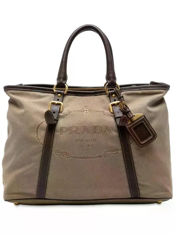Prada Canvas Canapa Logo Satchel - Brown