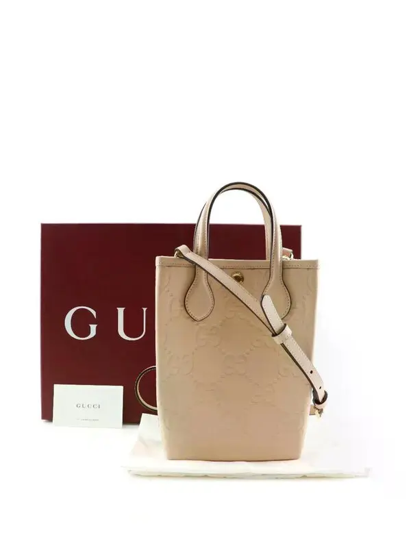 Gucci Super Mini Gg De-bossed Leather Satchel - Neutrals