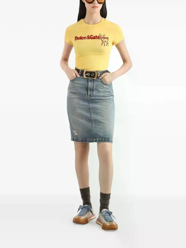Dolce & Gabbana Distressed Denim Mini Skirt