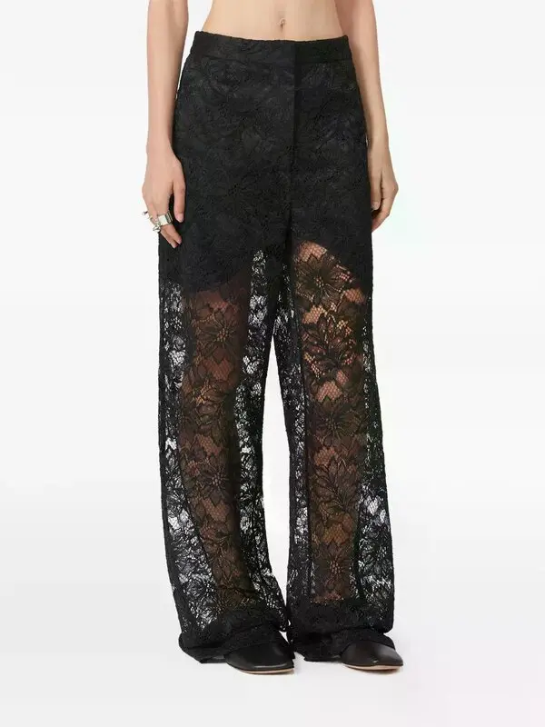 Sportmax Floral-lace Trousers - Black