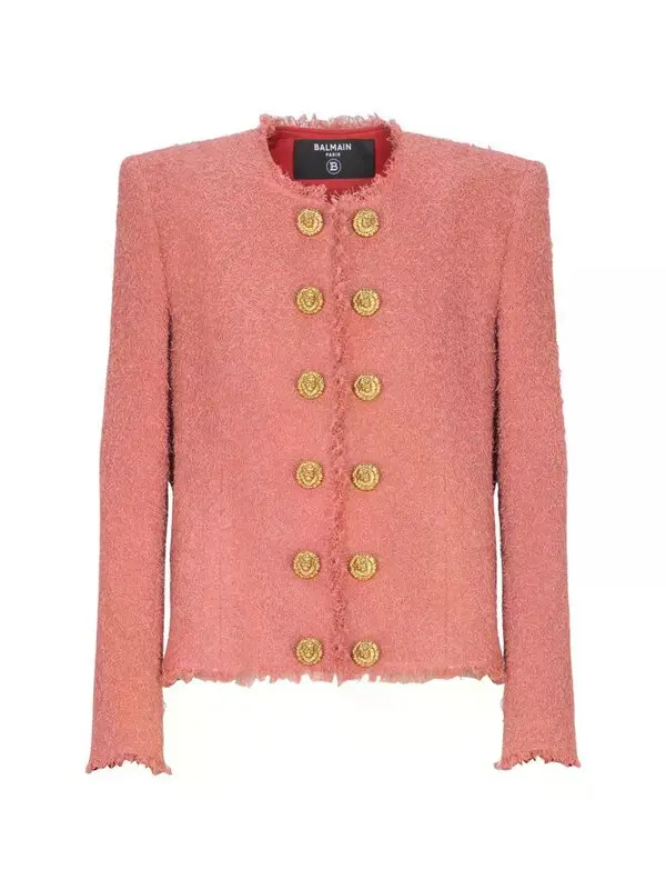 Balmain Buttoned Tweed Jacket - Pink