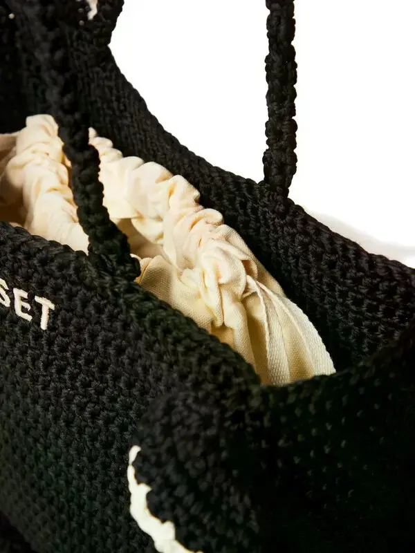 TWINSET Crochet Tote Bag With Ruffled Trim - Black