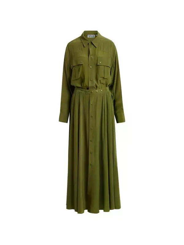 Essentiel Antwerp Chest-pockets Button-up Maxi Dress - Green